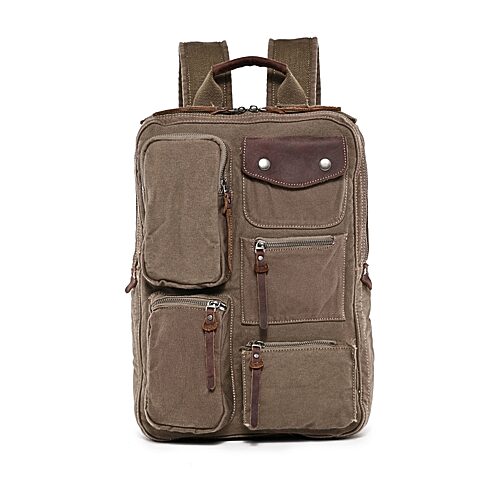 Click here for Tsd Brand Ridge Valley Canvas Backpack - Green prices