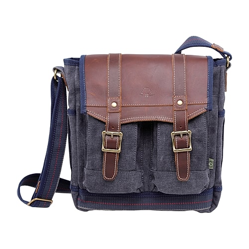 Tsd Brand Turtle Ridge 4-Pocket Canvas Crossbody Bag - Navy