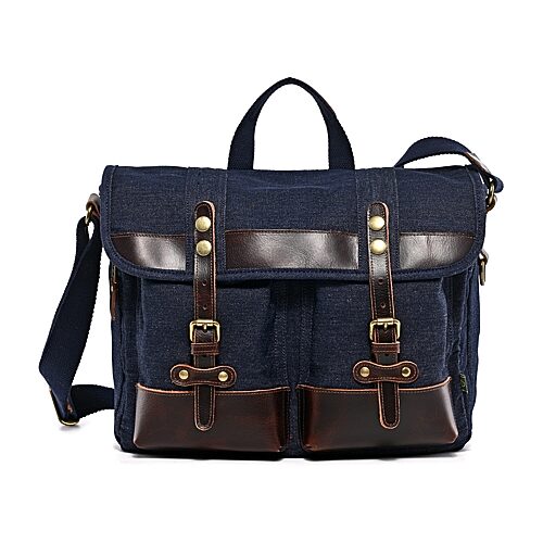 Click here for Tsd Brand Valley Trail Canvas Crossbody Bag - Blue prices