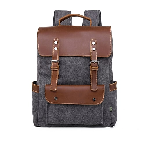 Click here for Tsd Brand Valley Hill Canvas Backpack - Gray prices