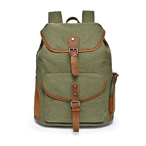 Click here for Tsd Brand Milo Canvas Backpack - Olive prices