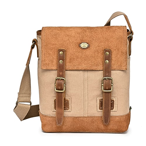 Click here for Tsd Brand Valley Oak Canvas Crossbody Bag - Khaki prices