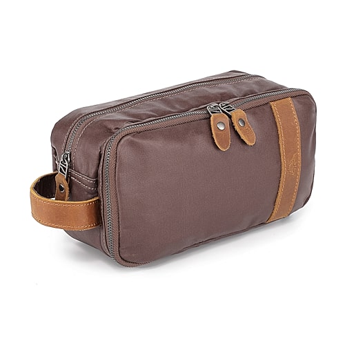 Click here for Tsd Brand Urban Light Zip Top Toiletry Bag - Brown prices
