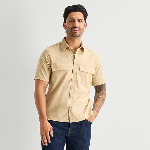 Click here for mutual weave Mens Short Sleeve Regular Fit Button-... prices