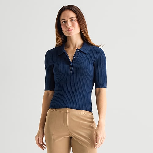 Click here for Liz Claiborne Womens Elbow Sleeve Polo Sweater  X-... prices
