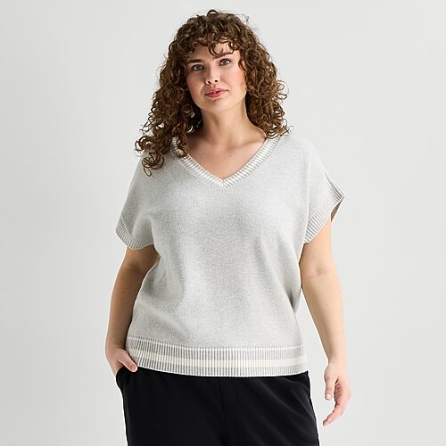 Click here for Stylus Womens V Neck Plus Sweater Vest  3x  Gray prices
