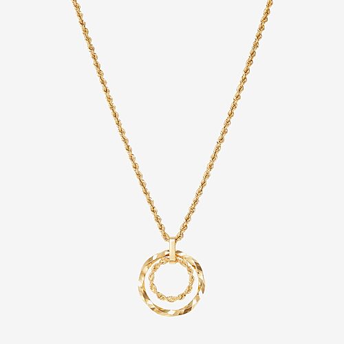 Click here for Womens 10K Gold Circle 18 Inch Pendant Necklace  O... prices