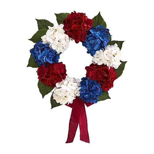 Click here for Nearly Natural 24in Hydrangea Wreath  One Size  Mu... prices