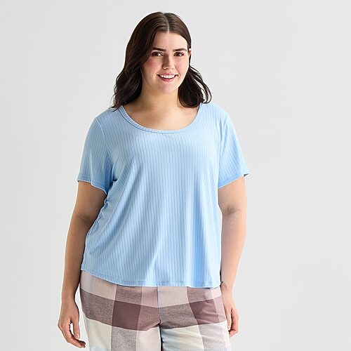 Click here for Sleep Chic Womens Flannel Crew Neck Short Sleeve P... prices