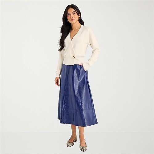 Click here for Worthington Womens Midi Faux Leather A-Line Skirt... prices
