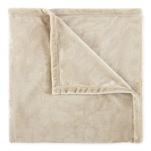 Home Expressions Velvet Plush Solid Throw  One Size  Beige