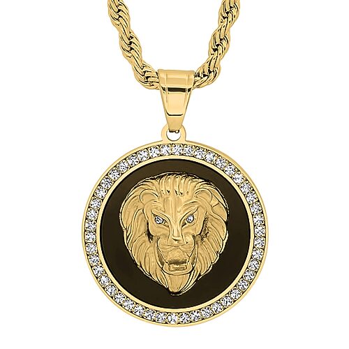 Click here for Steeltime Lion Mens Cubic Zirconia 18K Gold Over S... prices