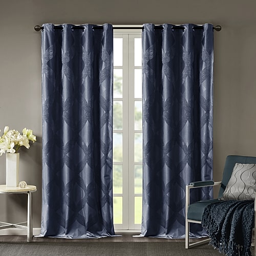 Click here for Madison Park Abel Jacquard Grommet Top 100 Blackou... prices
