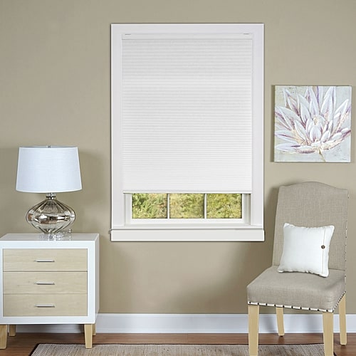 Honeycomb Cellular Pleated Cordless Light-Filtering Shade  One Size  White