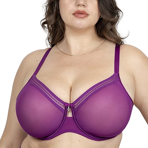 Click here for Curvy Couture Sheer Mesh w/ Trim Bra- 1634  Dd  Pi... prices