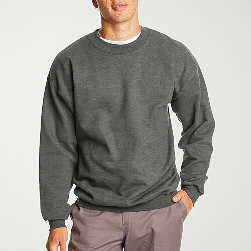 Hanes Ultimate Mens Heavyweight Fleece Crewneck Sweatshirt Charcoal Heather XL