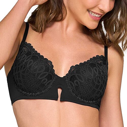 Click here for Ilusion Keyhole Lace Bra - 70184  B  Black prices