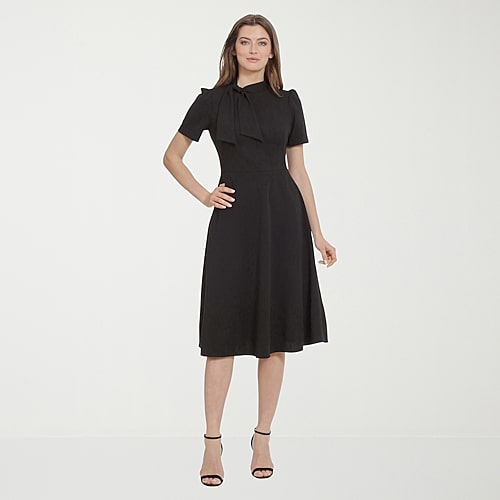 Click here for Ivy & Blue Womens Midi Split Tie Neck Short Sleeve... prices