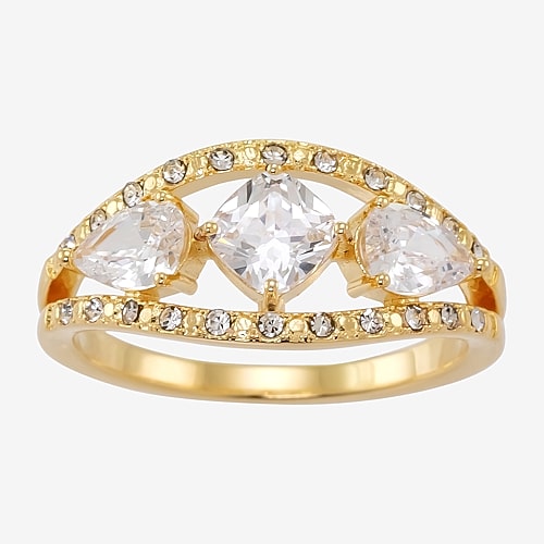 Click here for Sparkle Allure Womens 4MM Crystal 14K Gold Over Br... prices