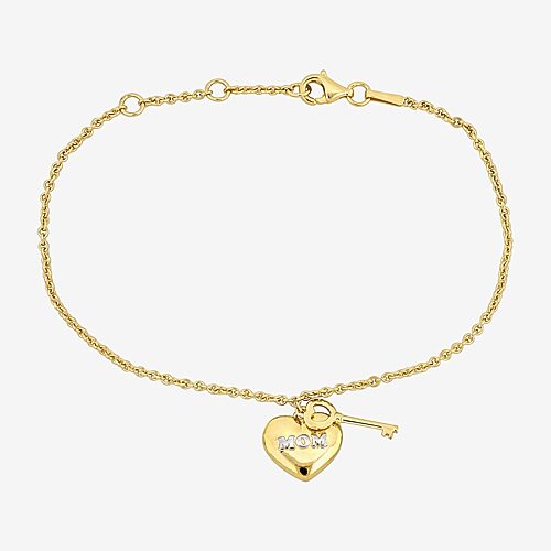 Click here for Womens 18K Gold Over Silver 7 Inch Solid Heart Key... prices