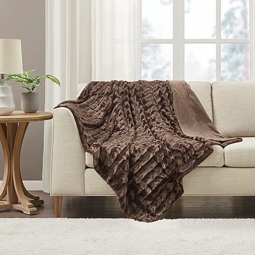 Click here for Madison Park York Long Faux-Fur Throw  One Size  B... prices
