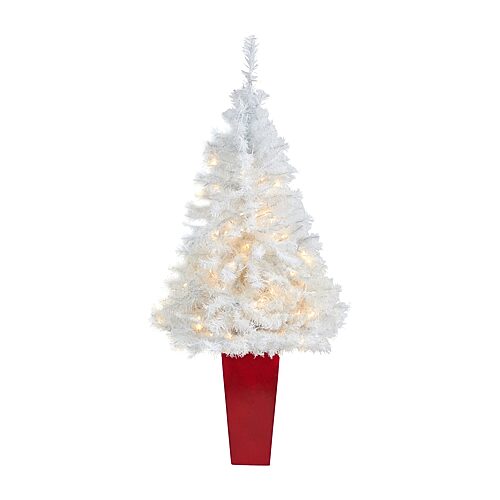 Click here for Nearly Natural White 4 1/2 Foot Pre-Lit Potted Pin... prices