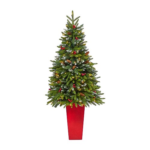 Click here for Nearly Natural Snow Tipped Spruce 5 Foot Pre-Lit F... prices
