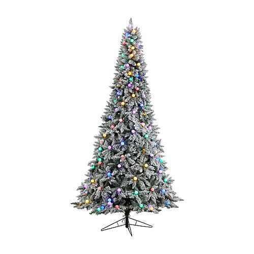 Click here for Nearly Natural 9 1/2 Foot Pre-Lit Flocked Fir Chri... prices