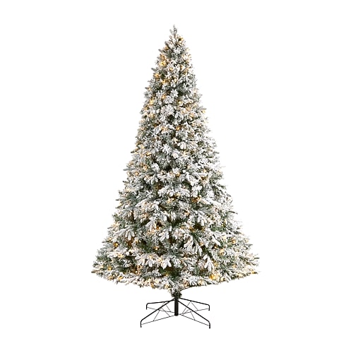 Click here for Nearly Natural 9 Foot Pre-Lit Flocked Pine Christm... prices
