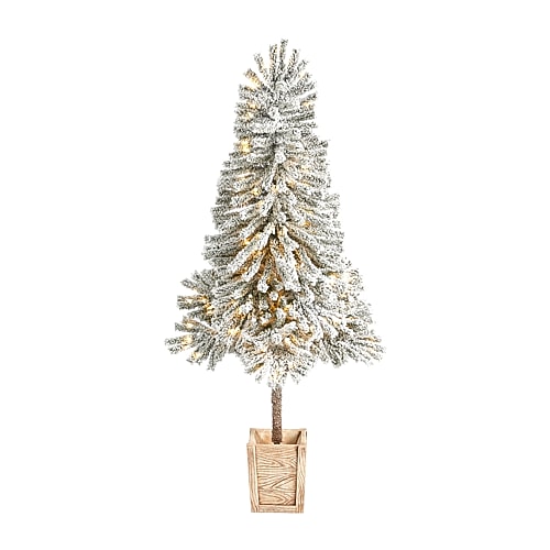 Click here for Nearly Natural 5 Foot Pre-Lit Flocked Potted Fir C... prices