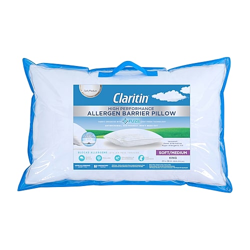 Claritin Allergen Barrier Soft/Medium Density Pillow  One Size  White
