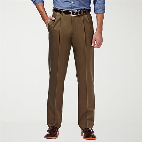 Click here for Haggar Mens Premium No Iron Khaki Classic Fit Plea... prices