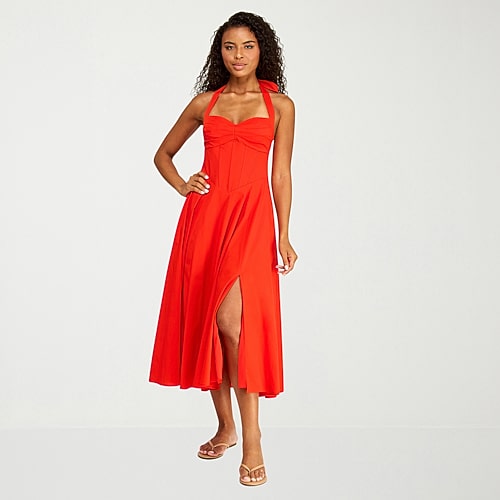 Click here for Premier Amour Womens Midi Halter Neck Sleeveless F... prices