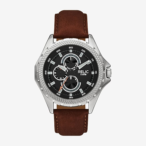 Click here for Relic By Fossil Mens Brown Leather Strap Watch Zr1... prices