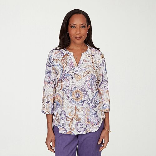 Click here for Alfred Dunner Grand Bazaar Womens Split Crew Neck... prices