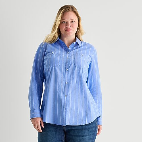 Click here for St. Johns Bay Womens Plus Cuffed Long Sleeve Regul... prices