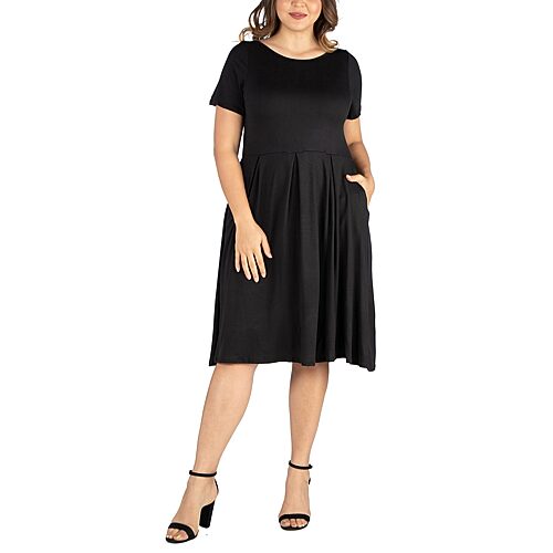 Click here for 24seven Comfort Apparel Womens Plus Midi Round Nec... prices