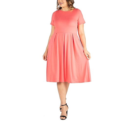 Click here for 24seven Comfort Apparel Womens Plus Midi Round Nec... prices
