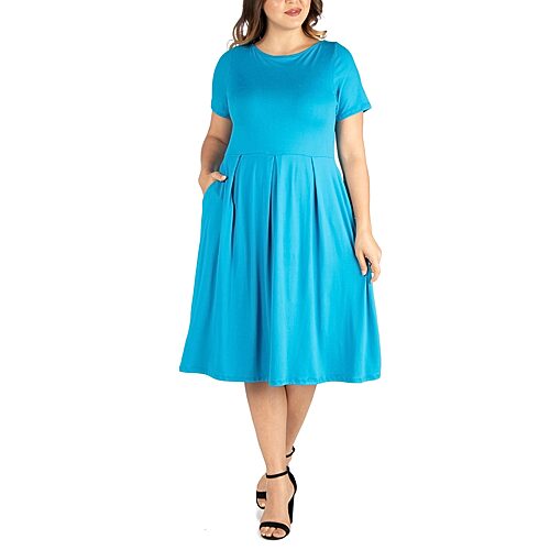 Click here for 24seven Comfort Apparel Womens Plus Midi Round Nec... prices