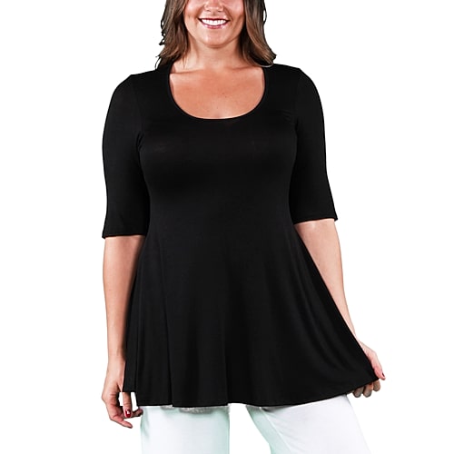 Click here for 24seven Comfort Apparel Plus Womens Scoop Neck Elb... prices