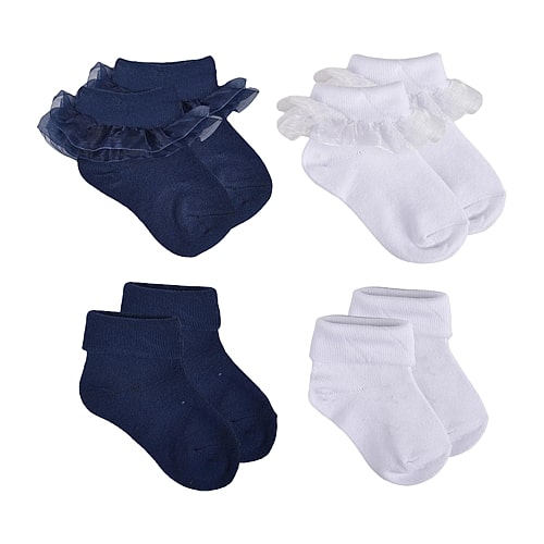 Click here for Olivia & Joy Girls 4 Pair Turncuff Socks  Small  B... prices