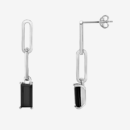 Click here for Womens Genuine Black Onyx Sterling Silver Drop Ear... prices