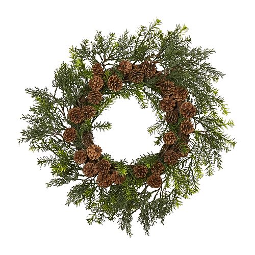 Click here for Nearly Natural Cedar Grass Pinecone Wreath  One Si... prices