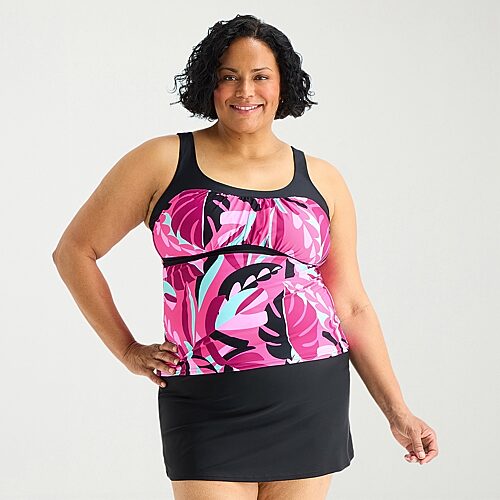 ZeroXposur Womens Comfort Straps Plus Tankini Swimsuit Top  2x  Pink