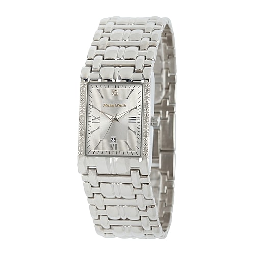 Click here for Personalized Dial Mens Diamond-Accent Square Silve... prices