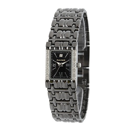 Click here for Personalized Dial Womens Diamond-Accent Square Bla... prices