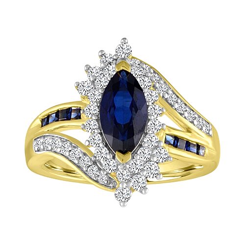 Click here for Womens Lab Created Blue Sapphire 14K Gold Over Sil... prices