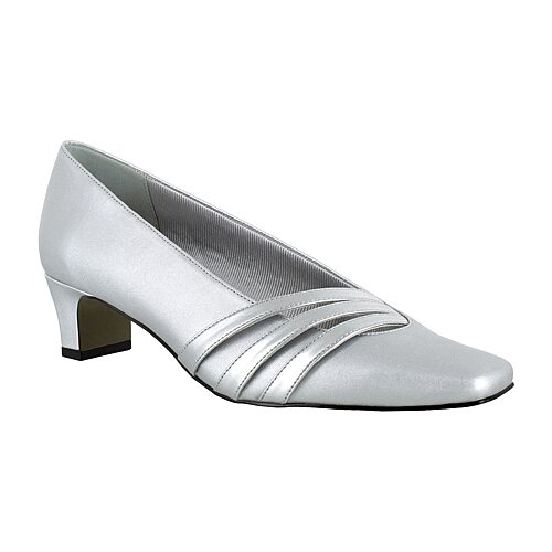 Easy Street Entice Squared toe Pumps - Silver Satin