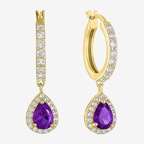 Click here for Lab Created Gemstone 14K Gold Over Silver Pear Dro... prices