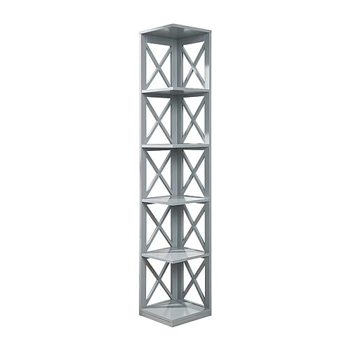 Click here for Oxford 5 Tier Corner Bookcase - Gray prices